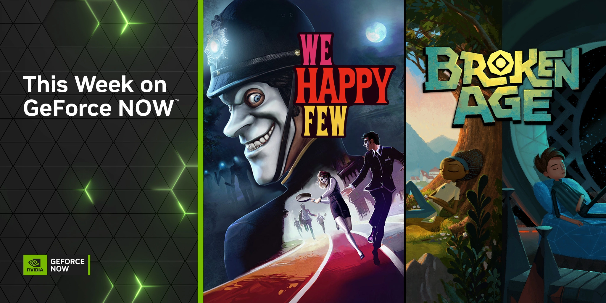 GeForce NOW logosu ve "This Week on GeForce NOW" metniyle birlikte, We ...